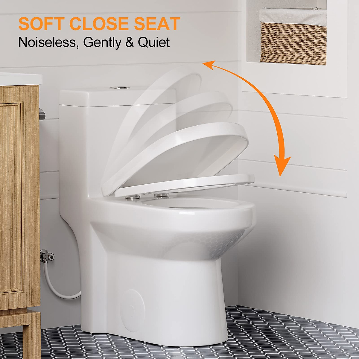 HOROW HT1000 Dual Flush One Piece Toilet, Modern Small Toilet with Soft Closing Seat, Quick Release & 12'' Rough-in, Compact & Round for Small Bathroom, Standard White Finish Toilet Bowl