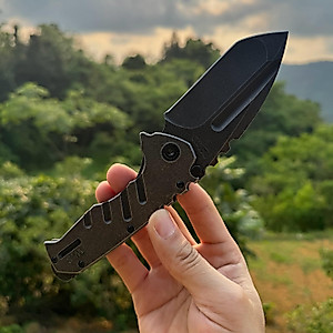 NEWOOTZ AUS-8 Blade Stone Wash Steel Handle Outdoor Camping Pocket Folding Knife EDC Portable Climbing Sharp