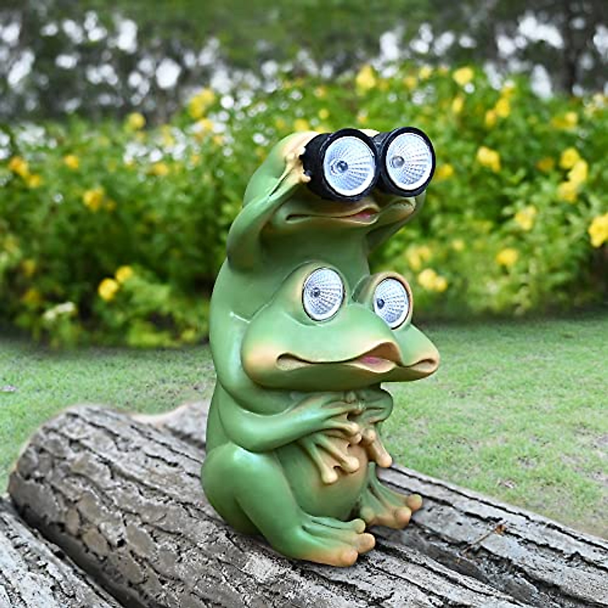 Juliahestia Garden Decor Frog Outdoor Statue – Solar Figurines Funny Cute Animal Sculptures Porch Outside Decorations for Yard Lawn Patio Ornaments Waterproof Gifts