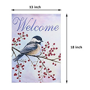 LAYOER Home Garden Flag 13 x 18 Inch House Double Sided Welcome 12 x 18 Inch (Bird Welcome)