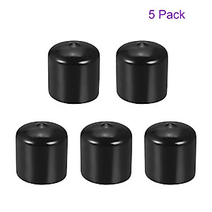 DMiotech 5 Pack 1 1/4" ID Black Screw Thread Protectors Rubber End Caps Bolt Covers for Screw Bolt Furniture Pipe