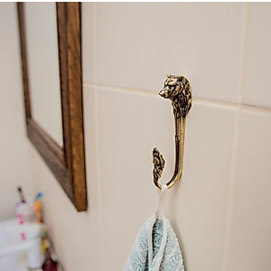 Bear (Paw) hanging metal strong wall hook. Handmade made of brass. For Kitchen Living Room Bathroom. Rack hangers for hanging Coats Towels Keys Hats Purse Backpacks. Unique design. Gold