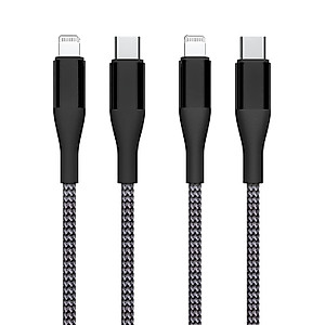 ANDNOVA USB C to Lightning/USB c Cable 10 Ft, Type-C to iPhone PD Fast Charging Cable Compatible with iPhone 13/13 Mini 12 Pro Max/12/11 Pro/X/XR/XS Max / 8/8 Plus