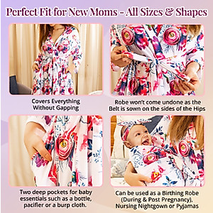 EPORMOT Mommy and Me Robe and Swaddle Set - Maternity Robe & Baby Swaddle Blankets - Matching Maternity Robe and Matching Baby Set - Soft & Comfortable Newborn Swaddle Blanket