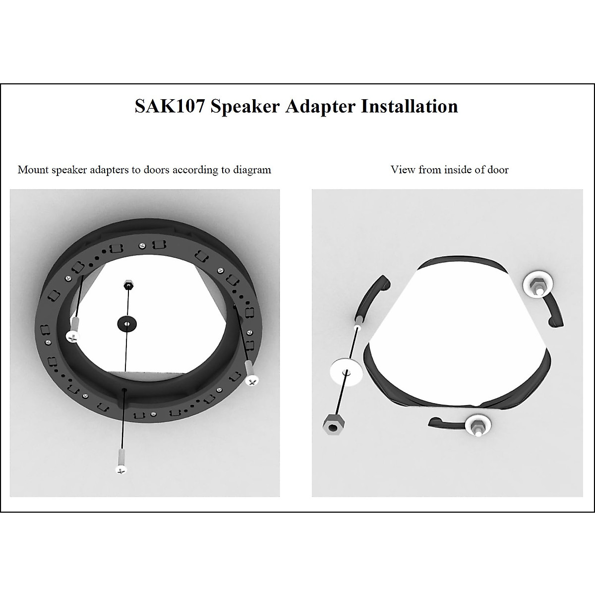 6 1/2" 6.5" Front Or Rear Door Speaker Adapter Spacer Rings Fits 2008-2015 Mitsubishi Lancer & 2007-2016 Outlander - SAK107_55-1 Pair
