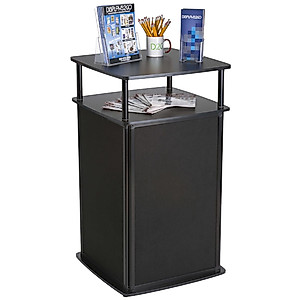 Displays2go Portable Trade Show Counter with Travel Bag, Locking Compartment - Foldable Booth Display Counter for Events - Black (LCTCNTBLK)