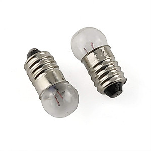 E-outstanding 10pcs E10 Mini Light Bulbs Experiment Screw Base Indicator Light Incandescent Bulb, 2.5V 0.3A