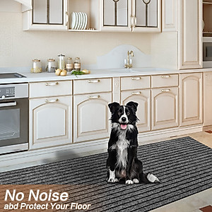 2' x 6' Runner Rugs with Rubber Backing, Indoor Outdoor Utility Carpet Runner Rugs, Stripe Gray, Can Be Used as Aisle for The RV and Boat, Laundry room and Balcony