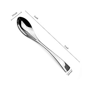 JANKNG 8 Inches 18/10 Stainless Steel Dessert Spoon, Mirror Finished Silver, Set of 6
