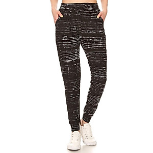 Leggings Depot Women's Relaxed fit Jogger Pants - Track Cuff Sweatpants with Pockets-S708, 1X, True Ebony