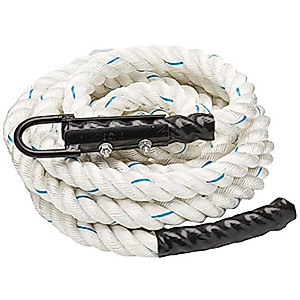 1.5 inch Polydac Gym Climbing Rope, White - Fitness Equipment with Carabiner Eyehook for Physical Education and Gym Class, Strength Training, Coaching, Student Athletes, or Home Workouts (15')