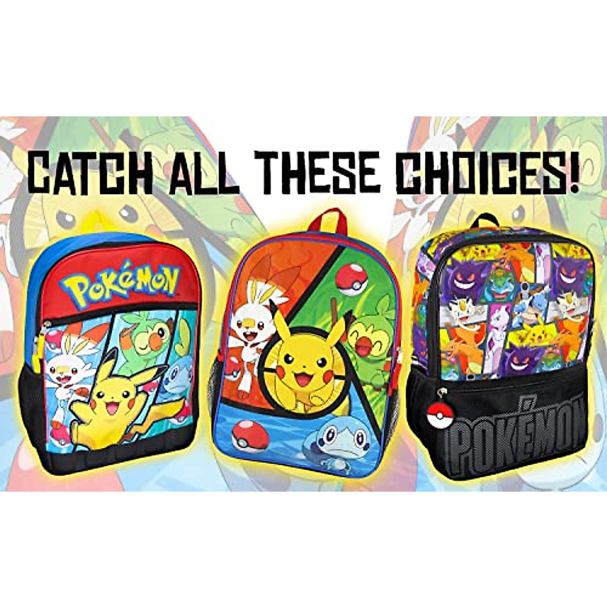 Pokemon Sword and Shield Starters Molded Bottom 16" Backpack