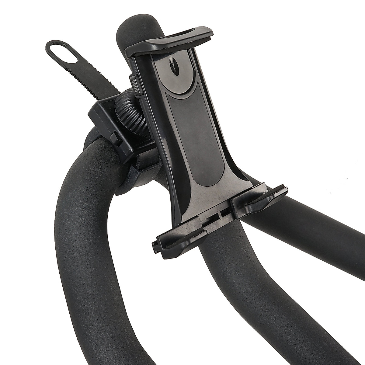 Sunny Health & Fitness Mobile Phone and Tablet Clamp Mount Holder for Bikes, Ellipticals, Treadmills and Other Handlebar Fitness Equipment