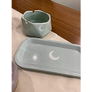 Brando Moon Small Tray - Green Lightweight Bio Tray - Made from Plants - Eco Friendly Low Carbon Kitchen Tool - Curved Edges and Smooth Surface - Travel Size 8 x 4.1 inches