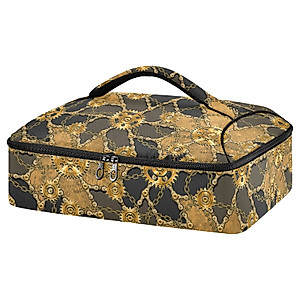 NFMILI Steampunk Gear Casserole Carrier, Insulated Food Delivery Bag Reusable Warmer Carrier Bag with Inner Pocket Aesthetic Print 15.75×11.81×3.94 IN