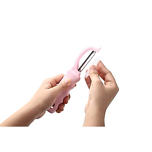 Spring Chef Premium Swivel Vegetable Peeler, Soft Grip Handle and Ultra Sharp Stainless Steel Blades - Perfect Kitchen Peeler For Veggie, Fruit, Potato, Carrot, Apple - Pink Lemonade