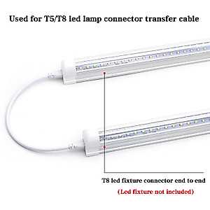 10FT (118-7/64") T5T8 Tube Light Fixture LED Linkable Cord, Double end Connector Cable, Power Extension Wire for LED Integrated Single Fixture, Shop light, Garage Light, Under Cabinet Light, Pack of 4