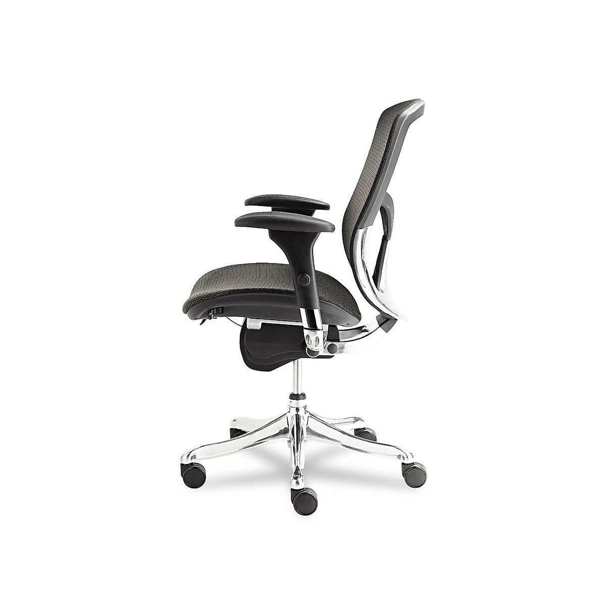 Alera ALEEQA42ME10A EQ Series Ergonomic Multifunction Mid-Back Mesh Chair with Aluminum Base - Black