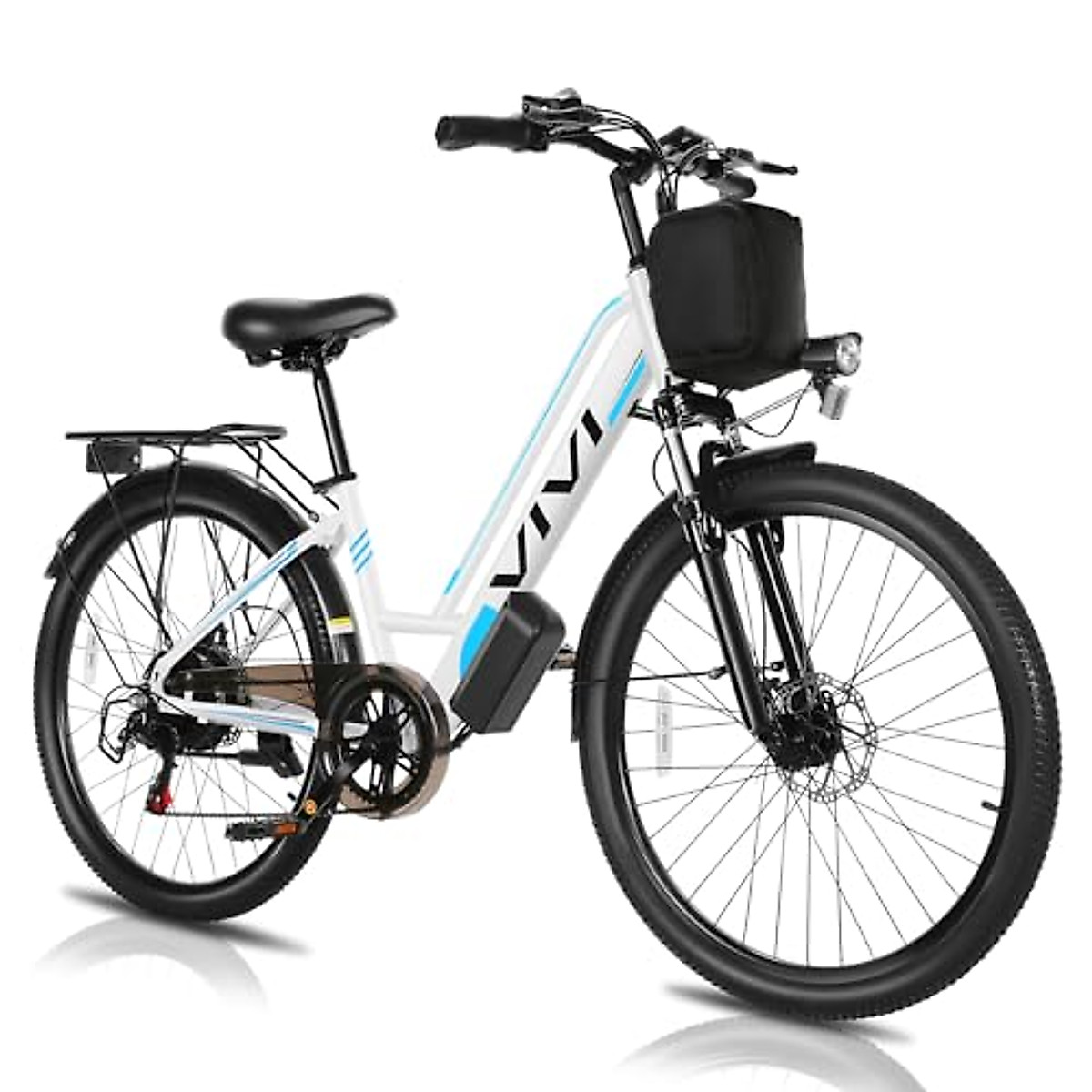 Vivi MT26GUL Electric Bike 26" Step Through Electric Bicycle with Removable 48V 374.4Wh Battery, 750W Peak Motor, 21.7Mph Top Speed, Up to 50 Miles, Cruise Control, 7 Speed, UL 2849 Certification
