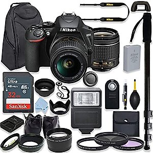 Nikon D3500 24.2 MP DSLR Camera Premium Kit with AF-P DX NIKKOR 18-55mm f/3.5-5.6G VR Lens + 32GB Memory + Filters + Macros + Deluxe Backpack + Professional Accessories (Renewed)