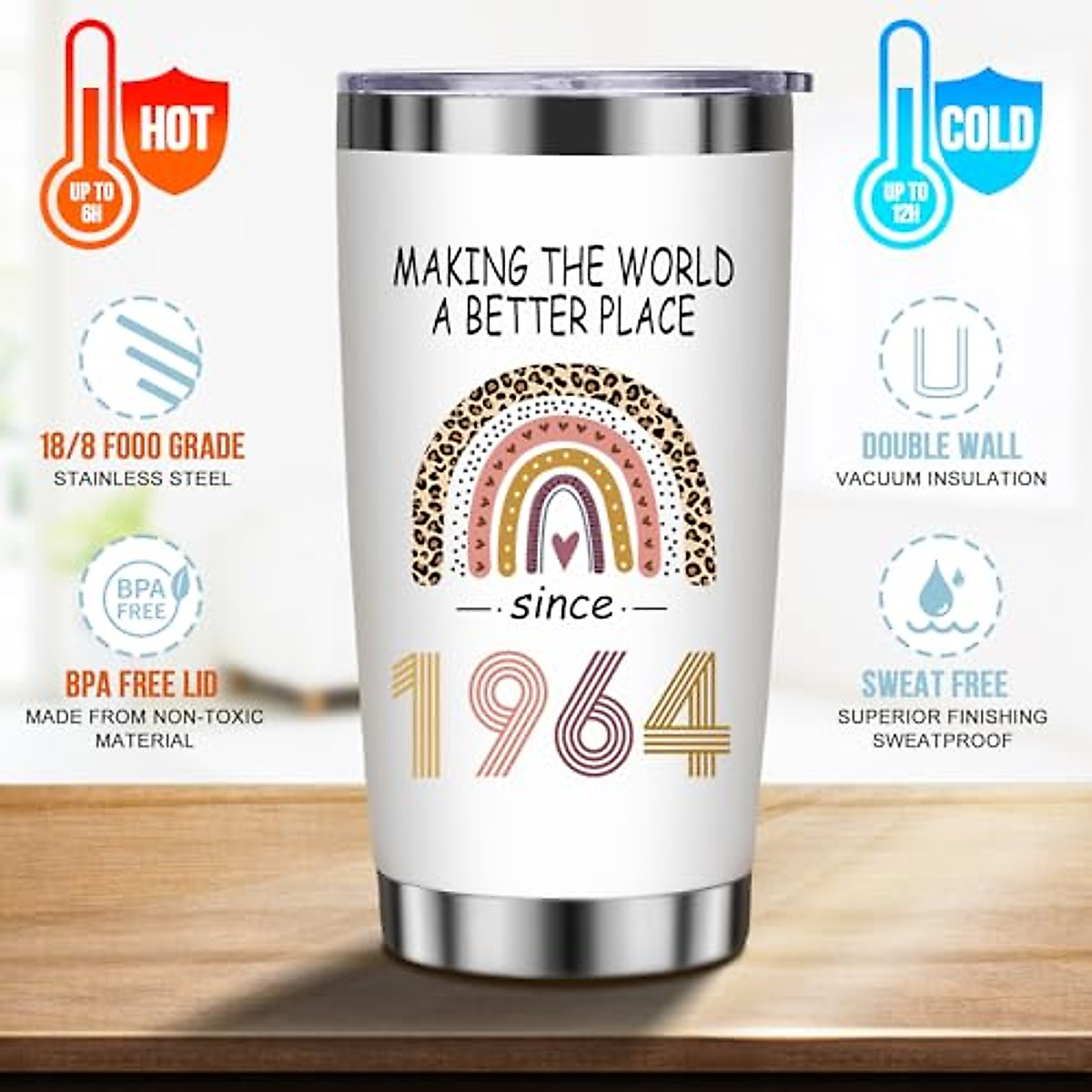 AYERMOYO 60th Birthday Gifts for Women,60th Birthday Gifts,60th Birthday Gift Ideas,Gifts for 60 year Old Woman,Cool Gifts for 60 Year Old Woman,60th Birthday Ideas-1964 Tumbler
