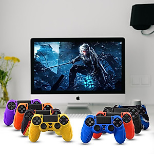 CHINFAI PS4 Controller DualShock4 Skin Grip Anti-Slip Silicone Cover Protector Case for Sony PS4/PS4 Slim/PS4 Pro Controller with 8 Thumb Grips (Purple)