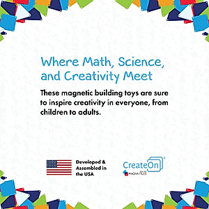 CreateOn Magna-Tiles Structure-Building Set for Kids, Galaxy Rocket Magnet Tiles, Magnetic Kids’ Building Toys, STEM Toys for Boys and Girls Ages 3+, 24 Pieces