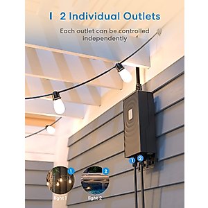meross Smart Outdoor Plug, Waterproof WiFi Outdoor Outlet, Compatible with Apple HomeKit, Amazon Alexa, Google Assistant and SmartThings, Remote Control, Timer, FCC and ETL Certified
