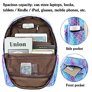 Mermaid Backpack for Girls, Blue School Bags Bookbags for Teenager