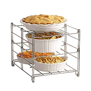 Nifty 3-Tier Oven Rack – Non-Stick, Dishwasher Safe, Use for Cooking Casseroles, Compact Collapsible Kitchen Storage, Chrome-Plated Steel Construction