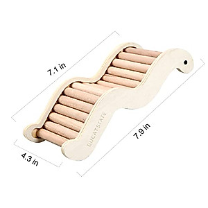 BUCATSTATE Hamster Climbing Ladder, Wooden Climbing Toy and Bridge Cage Decor for Hamsters Gerbils Mice and Small Animals (Snake Pattern)