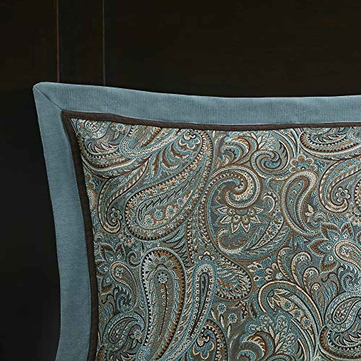 Hampton Hill Lauren King Size Bed Comforter Duvet 2-In-1 Set Bed In A Bag - Blue, Brown , Luxurious Jacquard Paisley – 9 Piece Bedding Sets – Ultra Soft Microfiber Bedroom Comforters