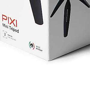 Manfrotto MTPIXIMII-B, PIXI Mini Tripod with Handgrip for Compact System Cameras, Made in Italy, for DSLR, Mirrorless, Video, Compact Size, Technopolymer and Aluminium, Black