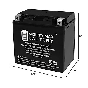 Mighty Max Battery YTX14-BS - 12 Volt 12 AH, 200 CCA, Rechargeable Maintenance Free SLA AGM Motorcycle Battery