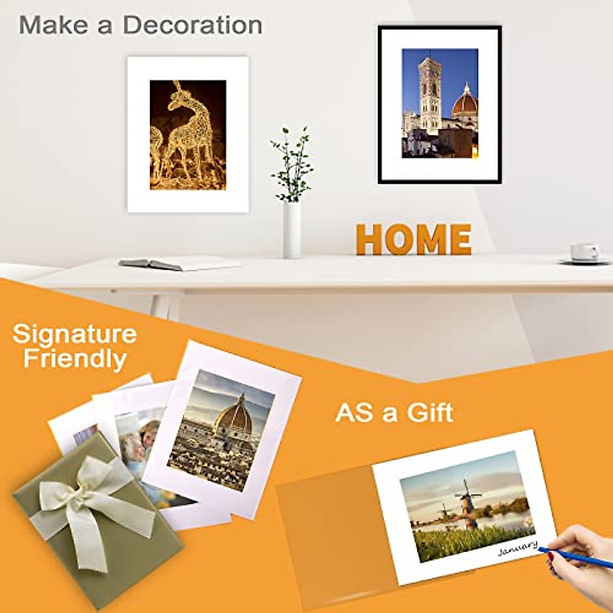 Acid Free 16 Pack 11 x 14 White Pre-Cut Picture Mat Board Show Kit for 8 x 10 Photos,Artworks,Prints,Includes 16Pcs Core Bevel Cut Matts & 16 Pcs Backing Board &16Pcs Clear Bags