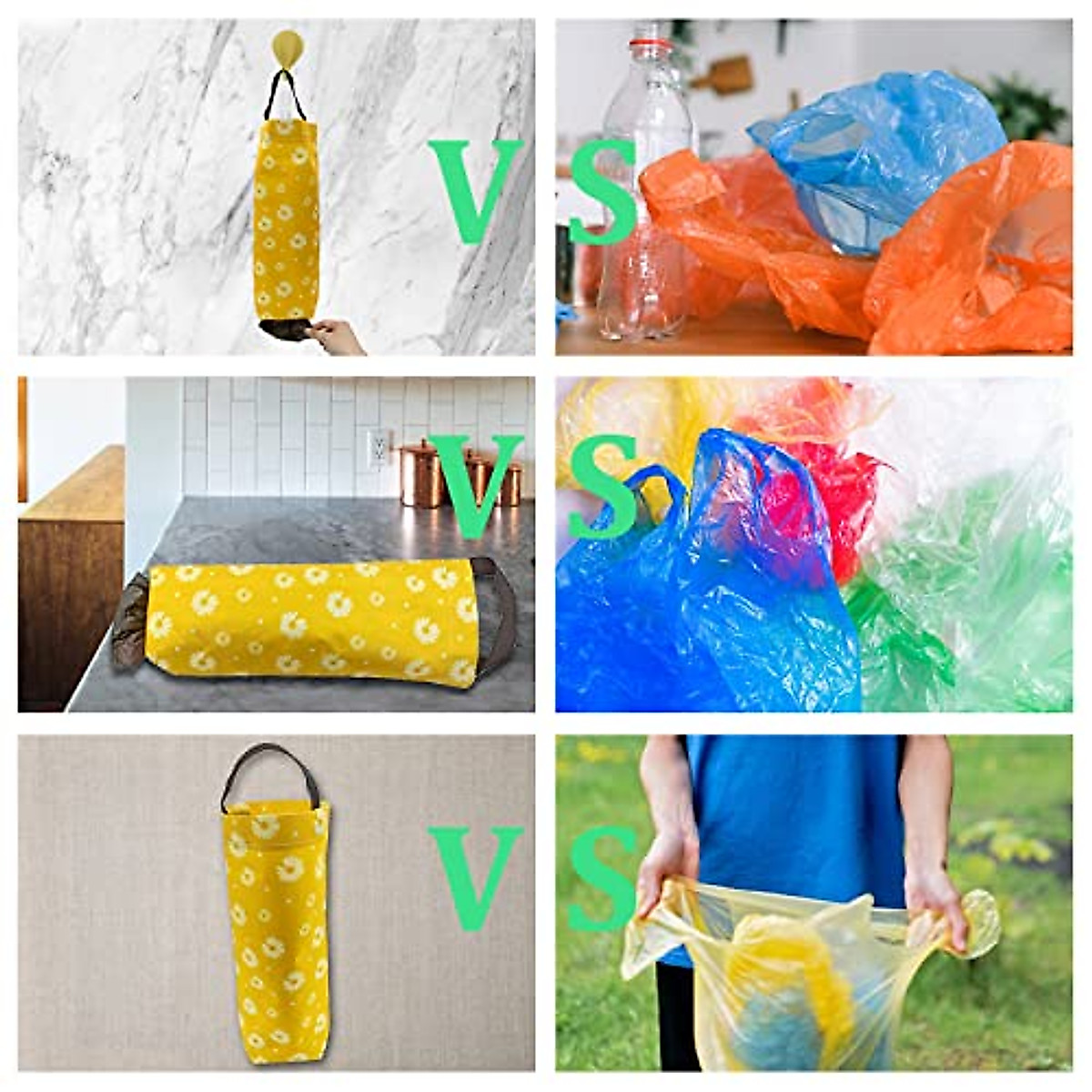 2 Packs Plastic Bag Dispenser for Grocery Bags, Convenient Hanging Kitchen Foldable Garbage Plastic Storage Holder Bag with 2 Hooks, Suitable for Home and Kitchen Organizer Bags