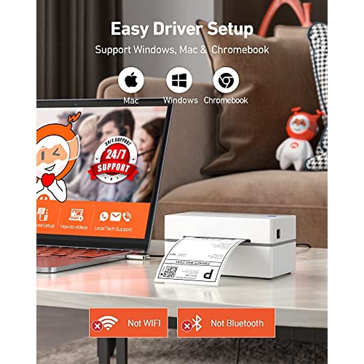 MUNBYN Shipping Label Printer P130, 4x6 USB Thermal Label Printer, Desktop Barcode Label Printer for Shipping Packages Home Small Business, Easy Setup Compatible with Mac, Windows, Linux, UPS, USPS