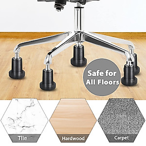 uvce Bell Glides Replacement Office or Chair Stool Swivel Caster Wheels to Fixed Stationary Castors, Short Profile with Separate Self Adhesive Felt Pads Black 5pcs (High Bell Glides A)