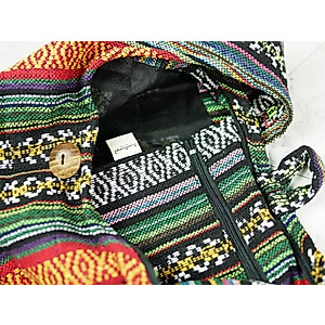 PumPumpz Hippie Boho Crossbody Bohemian Gypsy Sling Shoulder Bag Handwoven Ikat Medium Size. (Medium Random Green)
