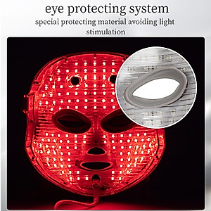 HBJH Led Face Mask Light Therapy, 7 led Light Therapy for Facial Skin Care - Blue & Red Light for facial oil Reduction and improve skin. (F-Masks-A)