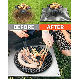 Elayce High-Temperature Resistant, Waterproof, and Portable BBQ Mat - 20"x25" with Adjustable Size and Four Corner Holes for Gas, Charcoal, and Electric Grills
