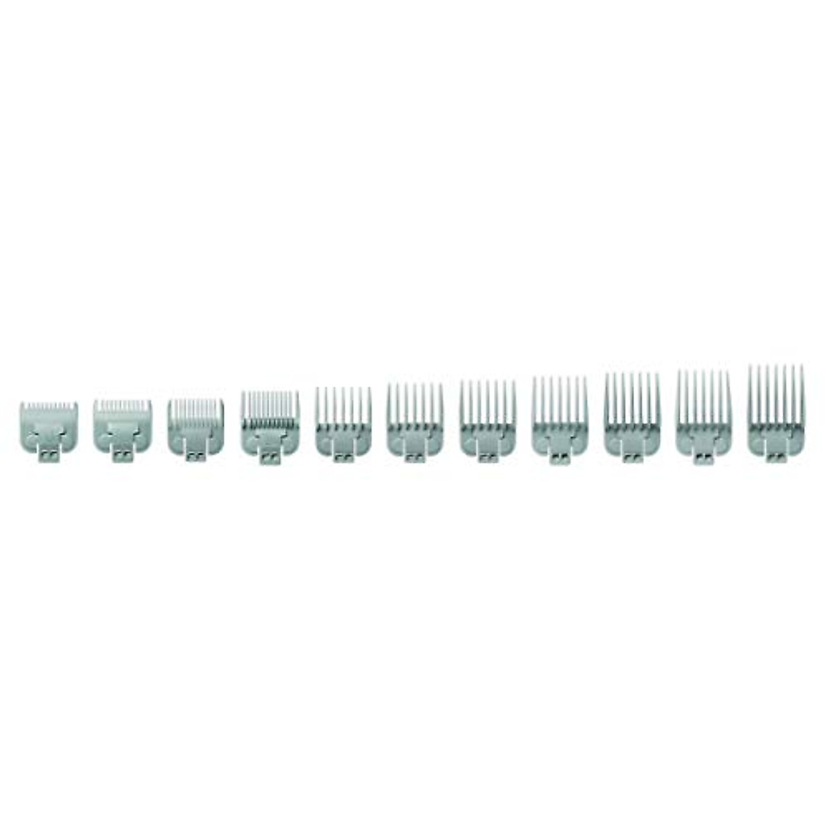 Andis Snap-On Blade Attachment Combs - Suitable for Hair Clipper Trimmer, Professional Use, Easy Clean, Long-Lasting - Sizes, 0", 0.5", 1", 1.5", 2", 3", 4", 5", 6", 7", 8" - 11/Piece Set, Gray