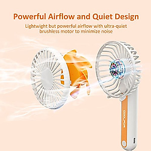 Coolfor Handheld Fan,USB Rechargeable Hand Fan with 2000mAh Battery Operated Small Fan with 3 Adjustable Speeds,180°Rotation Foldable Mini Fan for Office Desktop Picnic Shopping and Travel（White