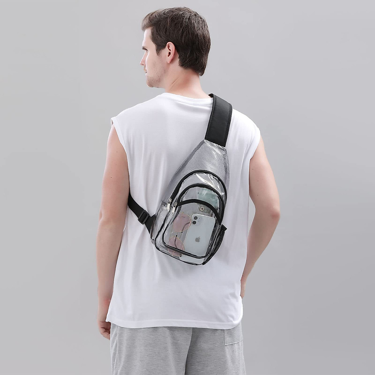 COVAX Clear Sling Bag Stadium Approved, Small Clear Shoulder Backpack, Casual Clear Crossbody Chest Bag for Women & Men