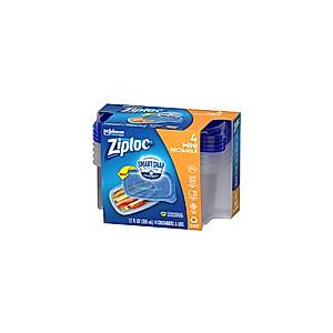Ziploc Container, Medium Rectangle, 1.5 Cups, 4 Count (Pack of 1)