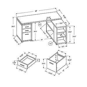 Monarch Specialties Computer Desk, Home Office, Corner, Left, Right Set-up, Storage Drawers, L Shape, Work, Laptop, Laminate, Beige, Contemporary, Modern
