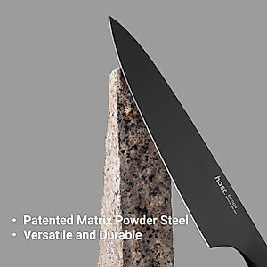 Hast Chef Knife-8 Inch-Professional Kitchen Knife-Ultra Sharp-Powder Steel-High Performance-Lightweight-Sleek Design-Ergonomic Handle-Minimalist Kitchen Decor (Titanium Black)
