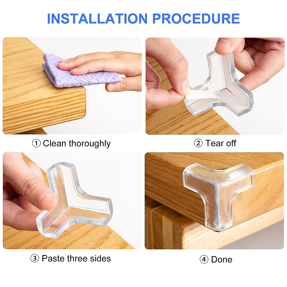 Corner Protector for Baby (24 Pack) - Clear Corner Protectors, Furniture Corner Guard & Edge Safety Bumpers - Baby Proof Bumper & Cushion to Cover Sharp Furniture & Table Edges (T Shape)