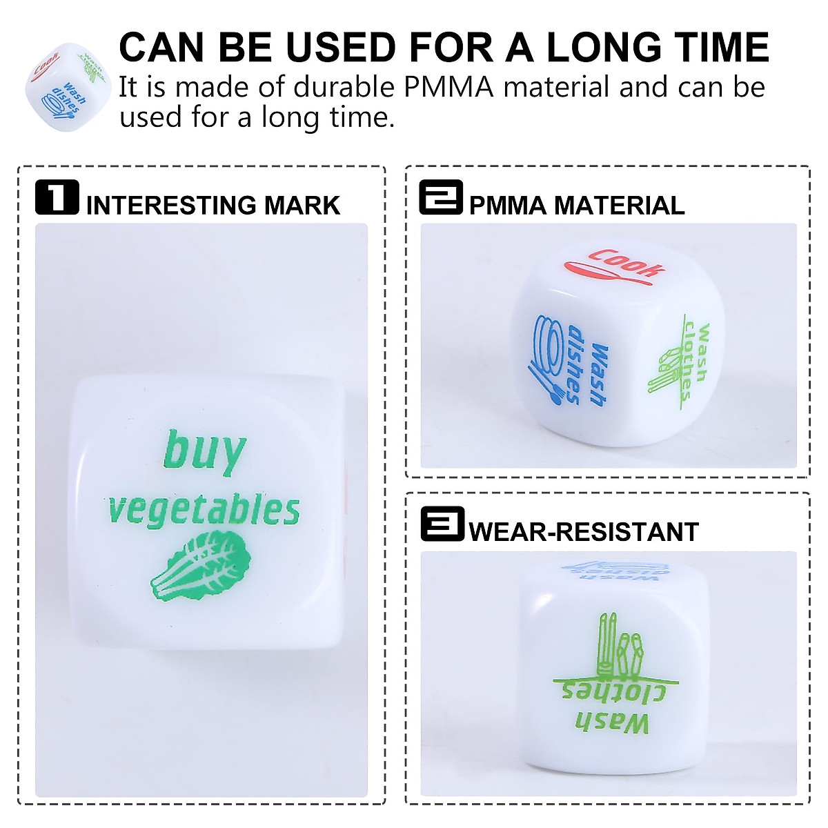 NUOBESTY 1 Set of Novelty Dice Game Dice Housework Dice Dice for Couple