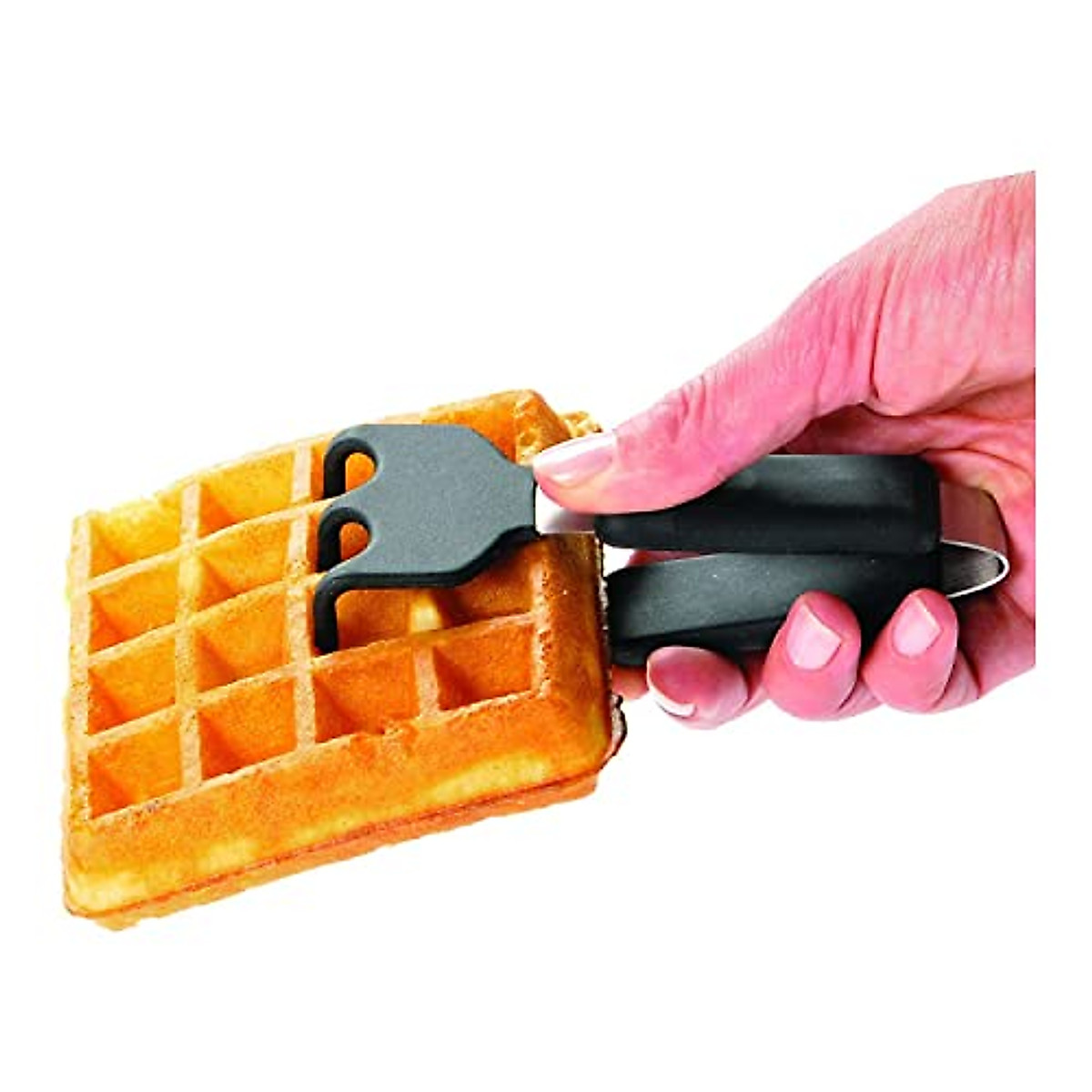 Cuisinart WAF-F40 Double Flip Belgian Waffle Maker with Grab and Lift Silicone Tongs (Black) Bundle (2 Items)